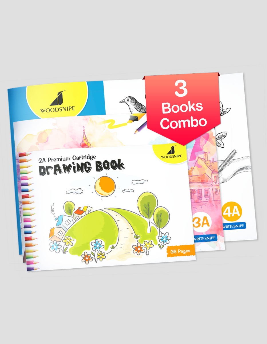 Drawing for Kids | 2A, 3A & 4A Size Drawing Books | 36 White Blank ...
