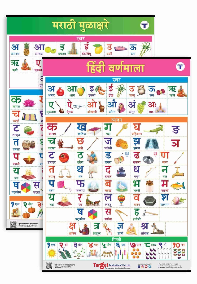 Buy Hindi Varnamala & Marathi Mulakshare Learning Charts Combo for kids
