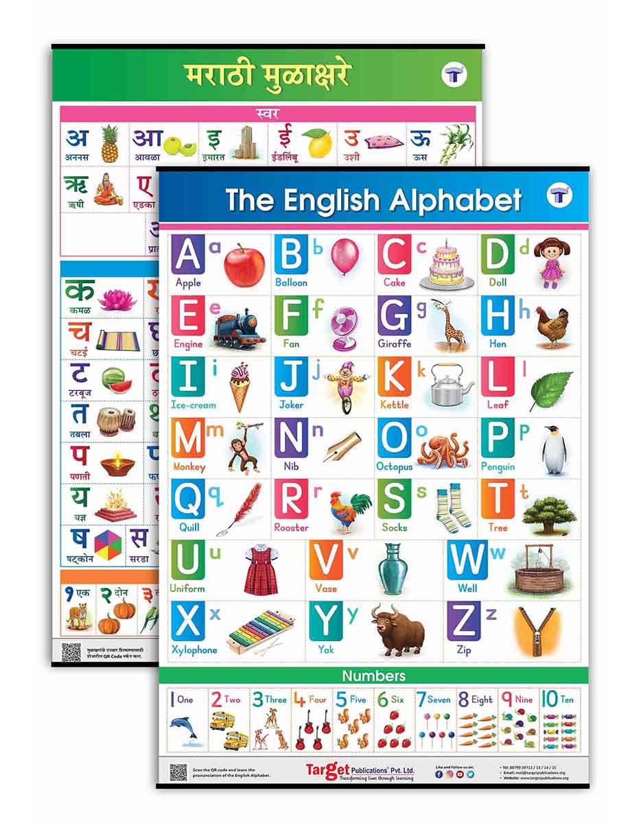 Buy English & Marathi Alphabet & Numbers Learning Charts for kids